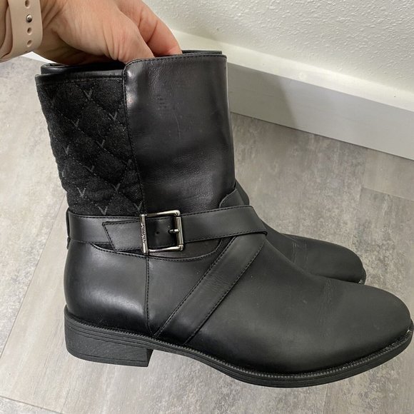 Vionic | Shoes | Vionic Black Leather Ankle Boot Flat Block Heel | Poshmark